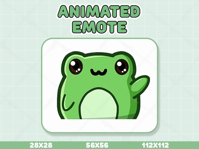 Animated Frog Wave Emote, Emoji, Sub Emotes for Twitch, Discord, Cute ...