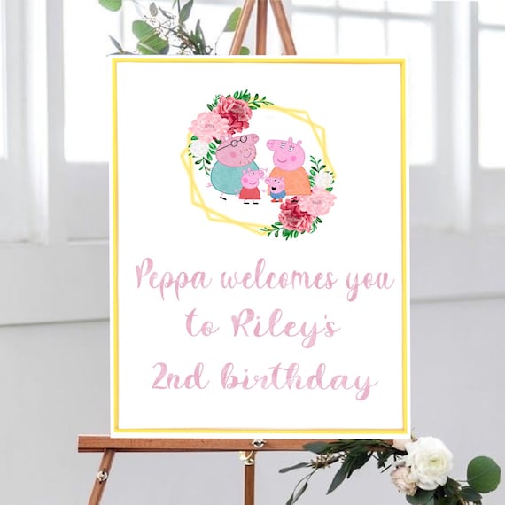 Peppa Pig Welcome Sign Peppa Party Pack - Etsy