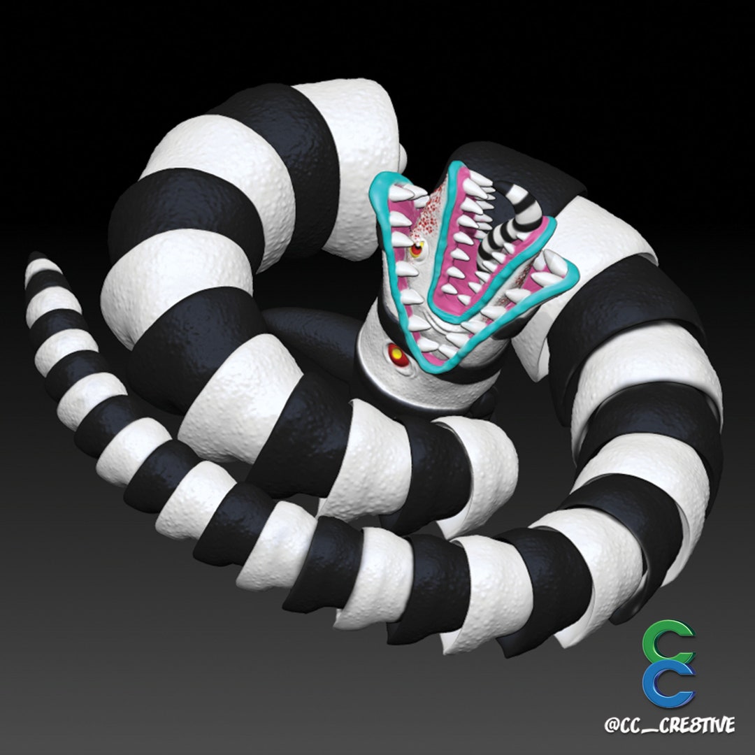 Sandworm Beetlejuice Fan Art Articulated 3D Toy Model Fidget Tim Burton ...