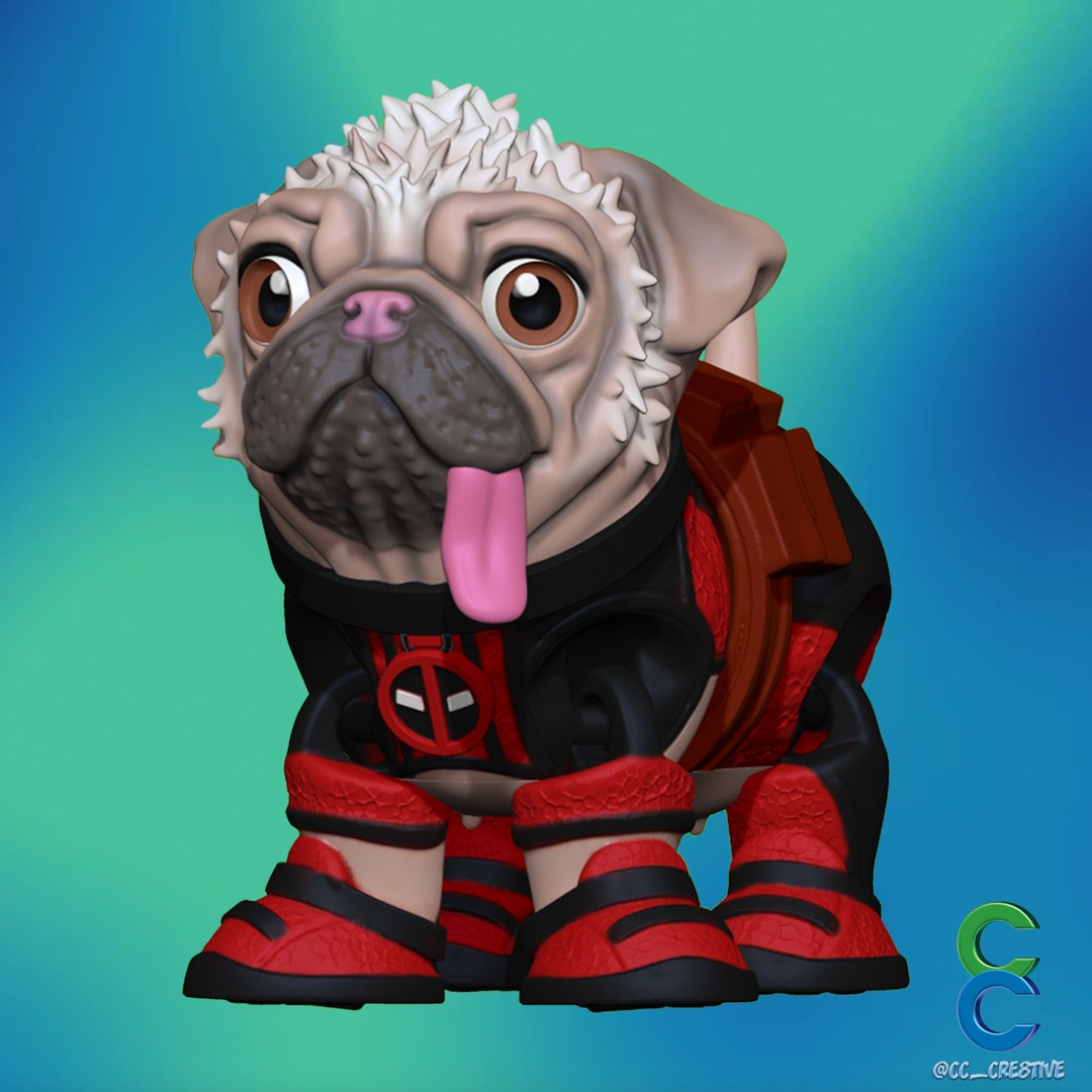DOGPOOL Fan Art Articulated Flexi Pug 3D Printable Digital Stl/3mf ...