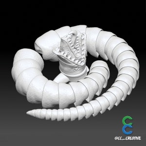 Sandworm Beetlejuice Fan Art Articulated 3D Toy Model Fidget Tim Burton ...