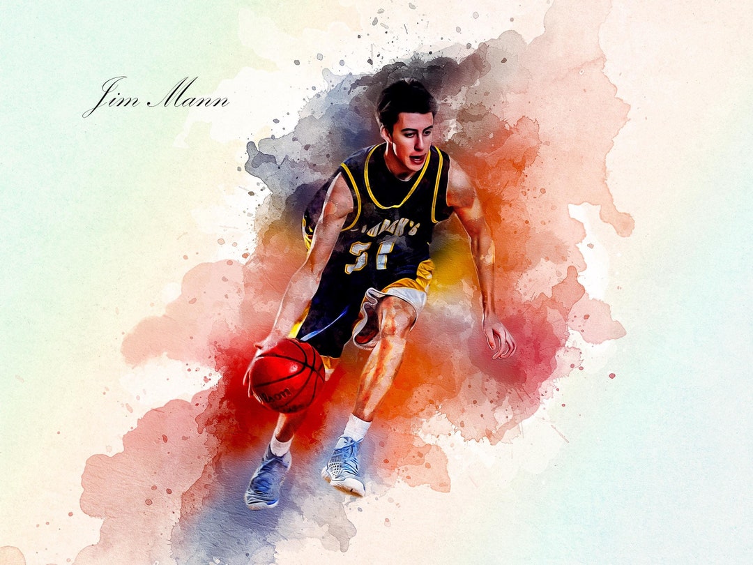 Personalized Sports Watercolor Painting - Custom Athlete Portrait From ...