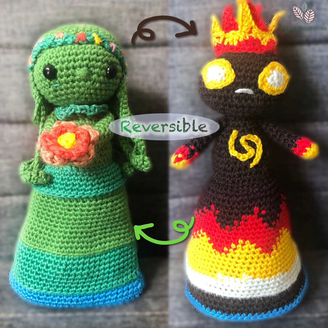 Reversible Mother Earth Doll, Moana, Handmade, Te Ka Te Fiti, Volcano ...