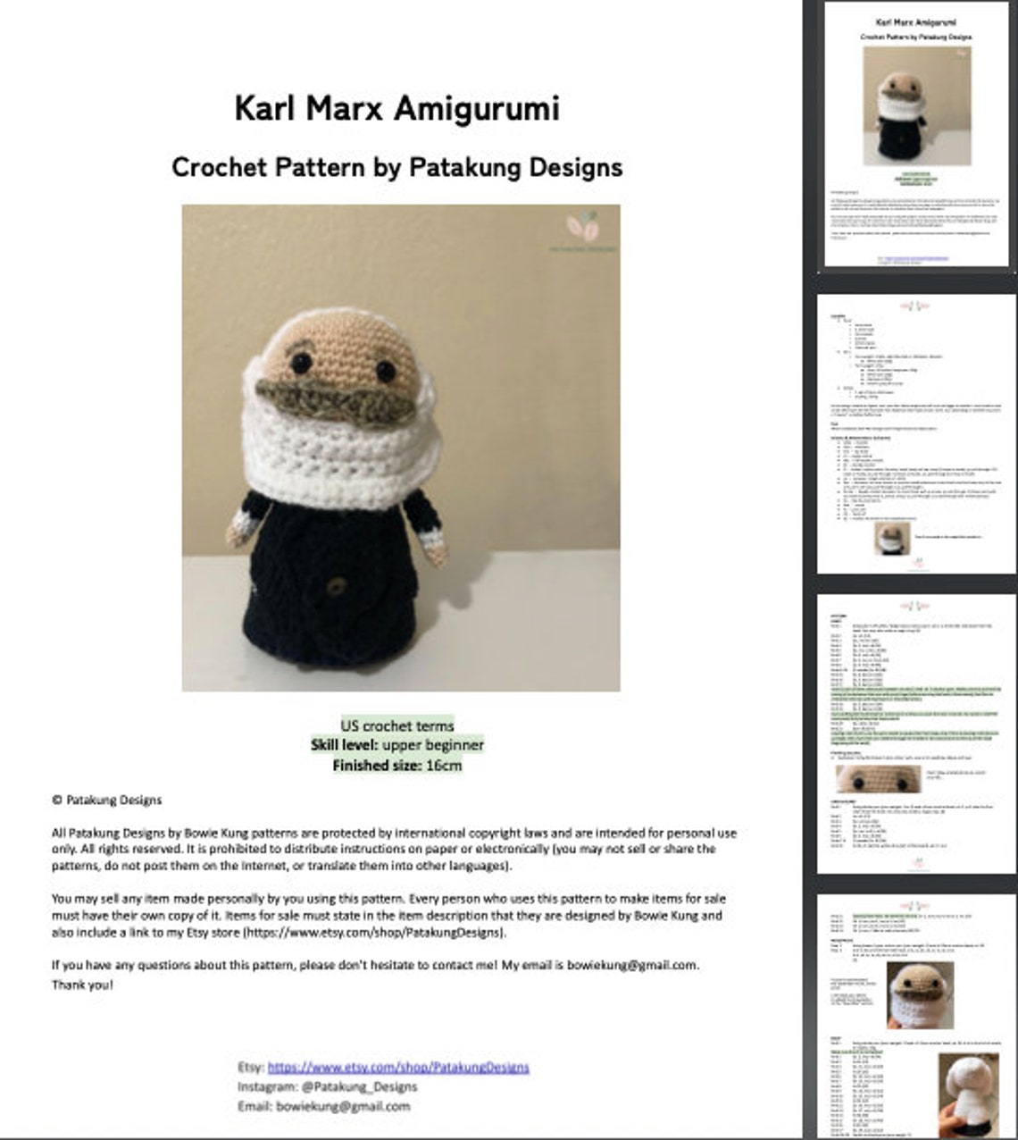 Crochet Pattern Karl Marx Amigurumi Marxism - Etsy