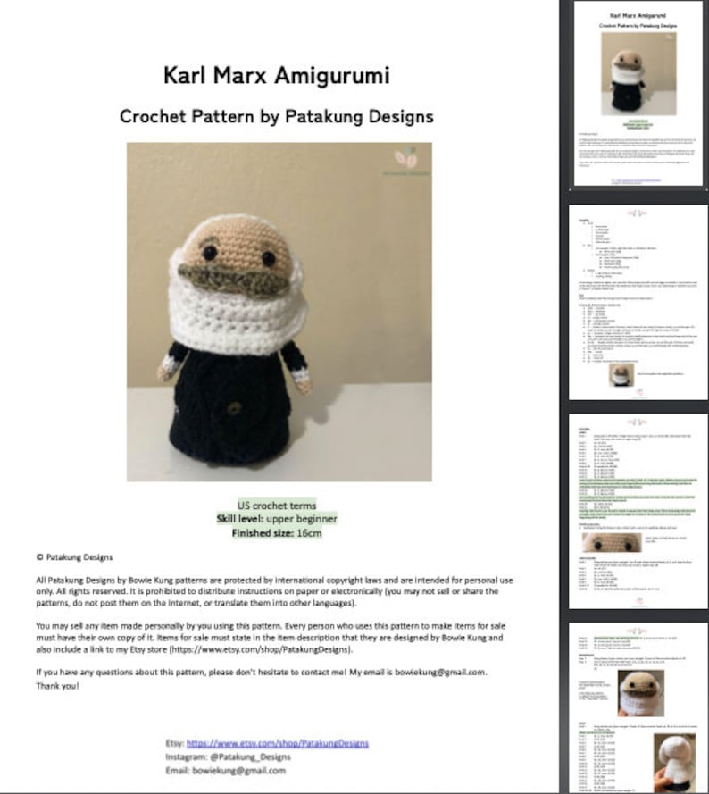 Crochet Pattern - Karl Marx Amigurumi | Marxism - Etsy
