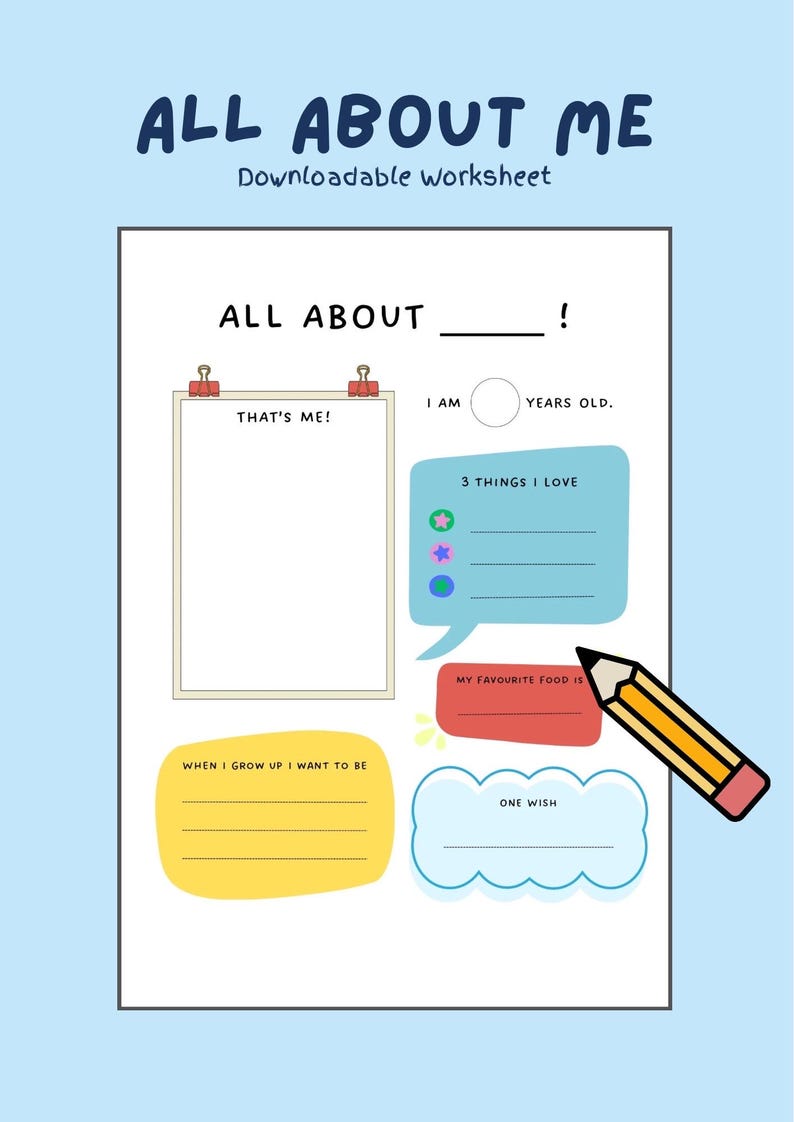ALL ABOUT ME! Worksheet | Classroom Activity | Ice-breaker | Digital ...