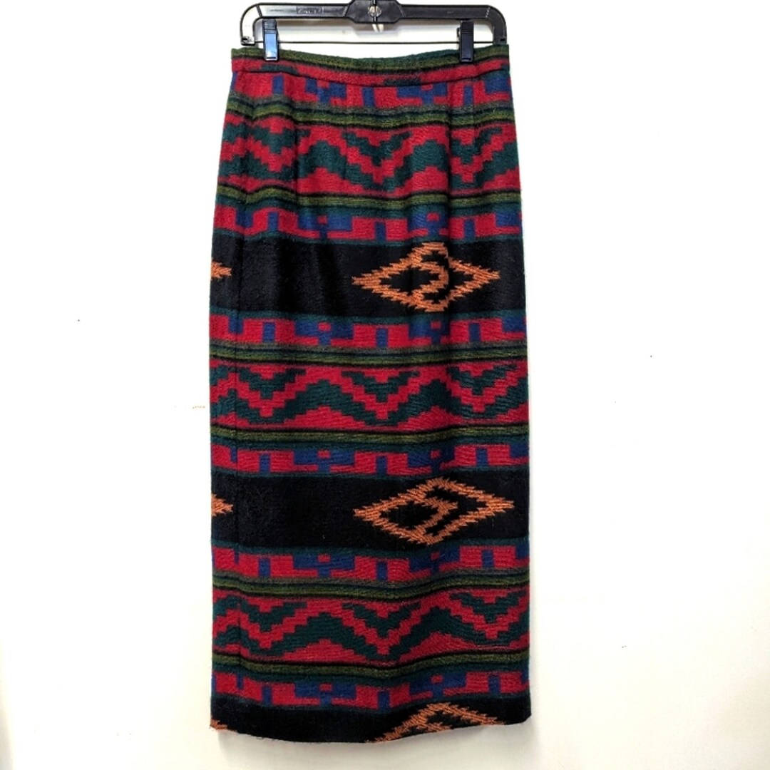 Vintage Aztec Tribal Maxi Wrap Skirt Wool Blend Lined M Blanket Skirt ...