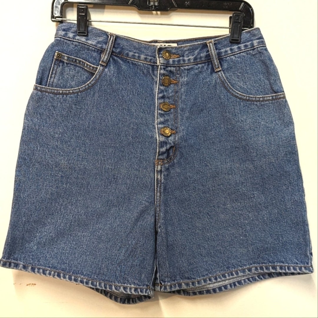 Vintage Super High Rise Button Fly Denim Shorts 80s Falls Creek 11 Mom ...