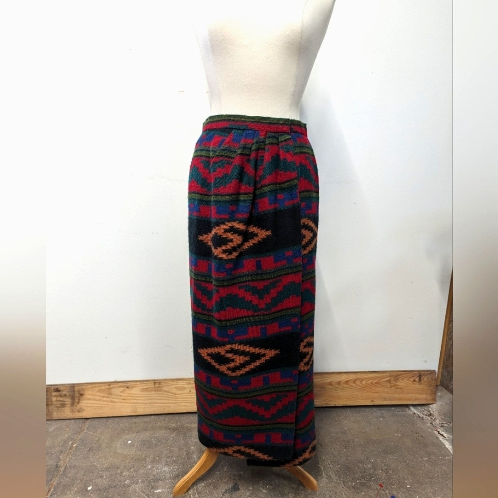 Vintage Aztec Tribal Maxi Wrap Skirt Wool Blend Lined M Blanket Skirt ...