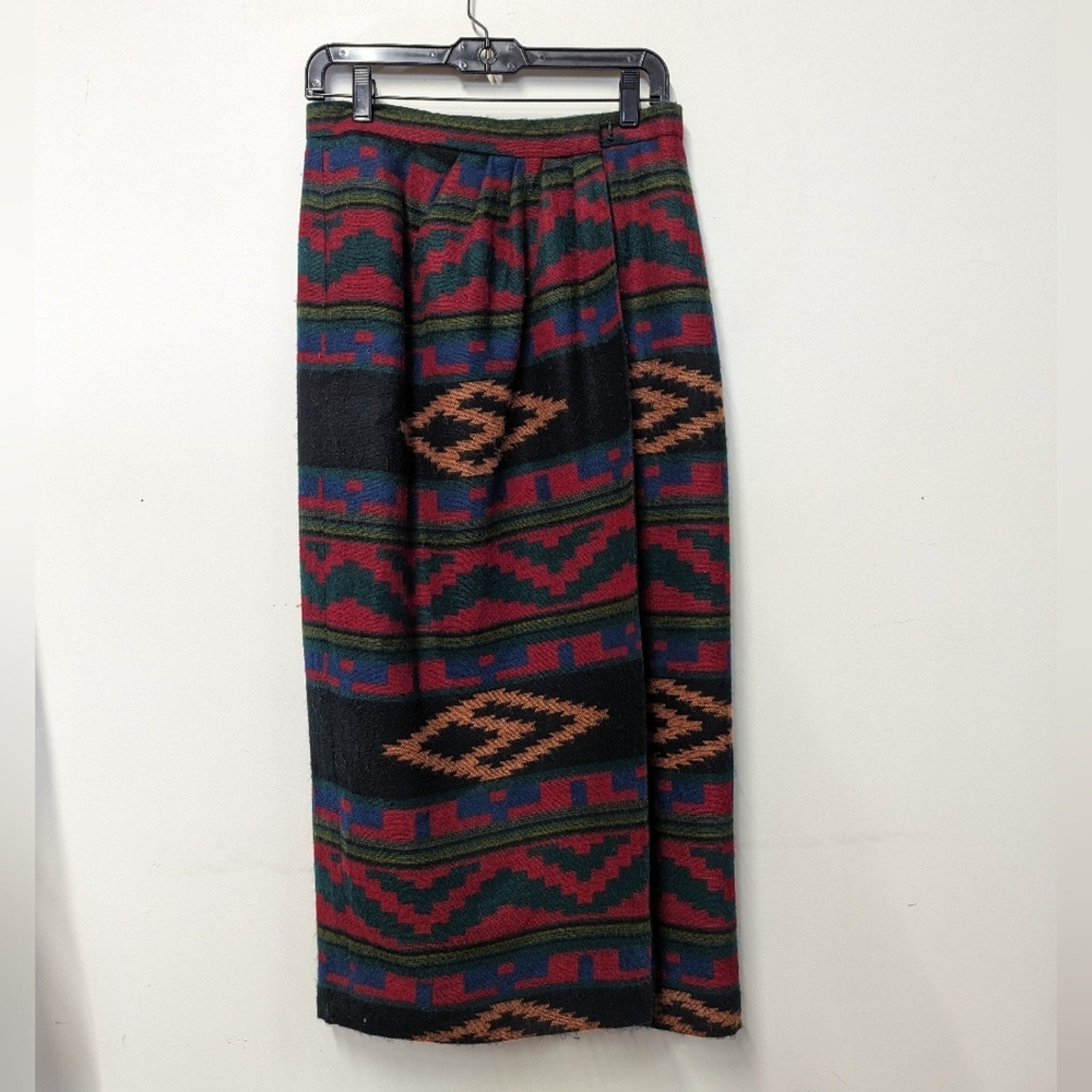 Vintage Aztec Tribal Maxi Wrap Skirt Wool Blend Lined M Blanket Skirt ...