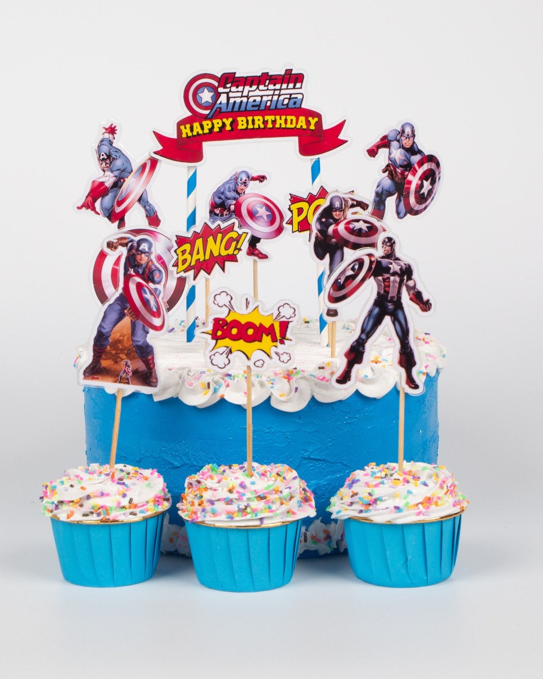 Cake Topper in the Style Of, CAPTAIN AMERICA, New Design 2023, Delivery ...