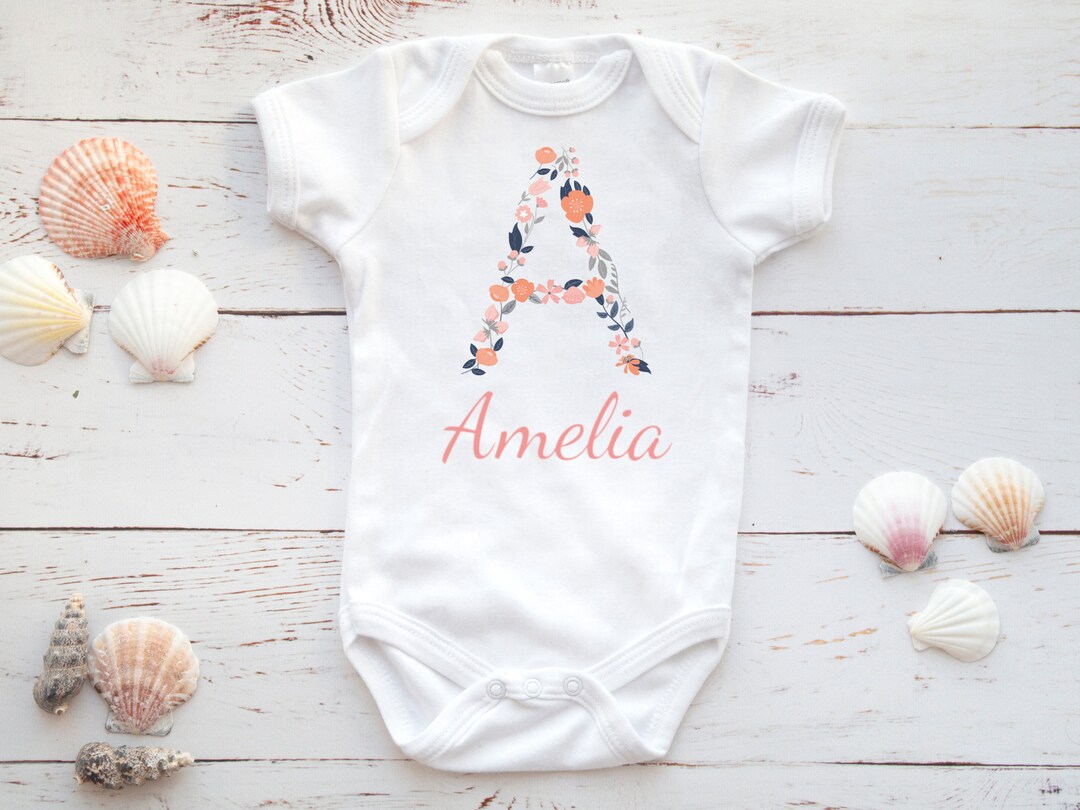 Personalized Baby Girl Onesie® Custom Girl Onesie® Flowers Onesie® Baby ...