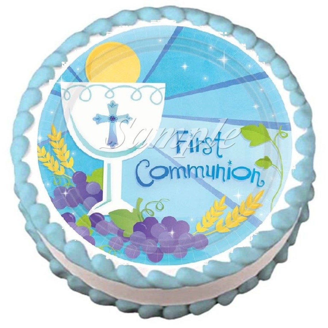 First Communion Edible Cake Topper Licensed - 7.5" Round - Etsy