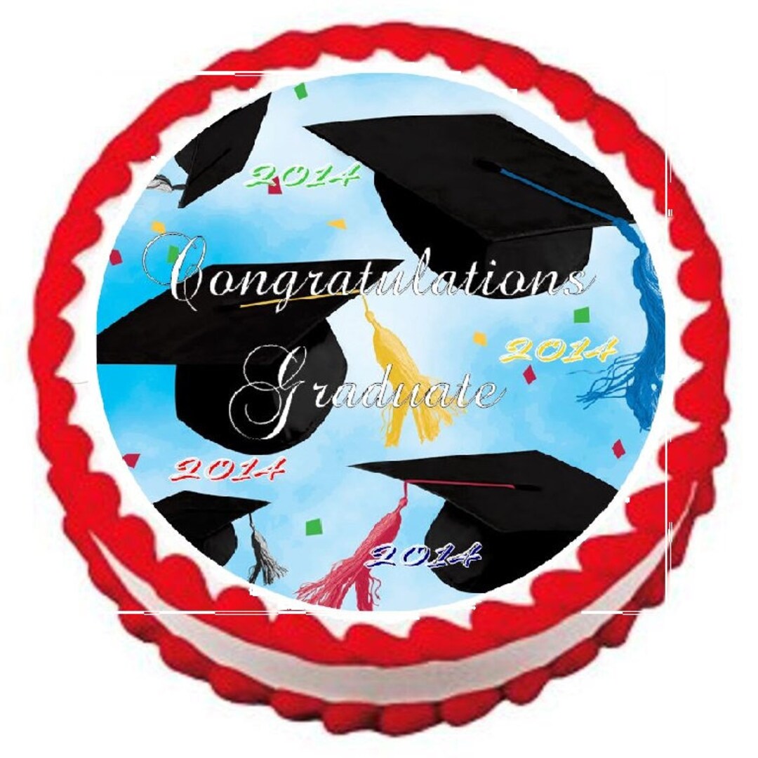 Graduation Edible Cake Topper Licensed - 7.5" Round - Etsy