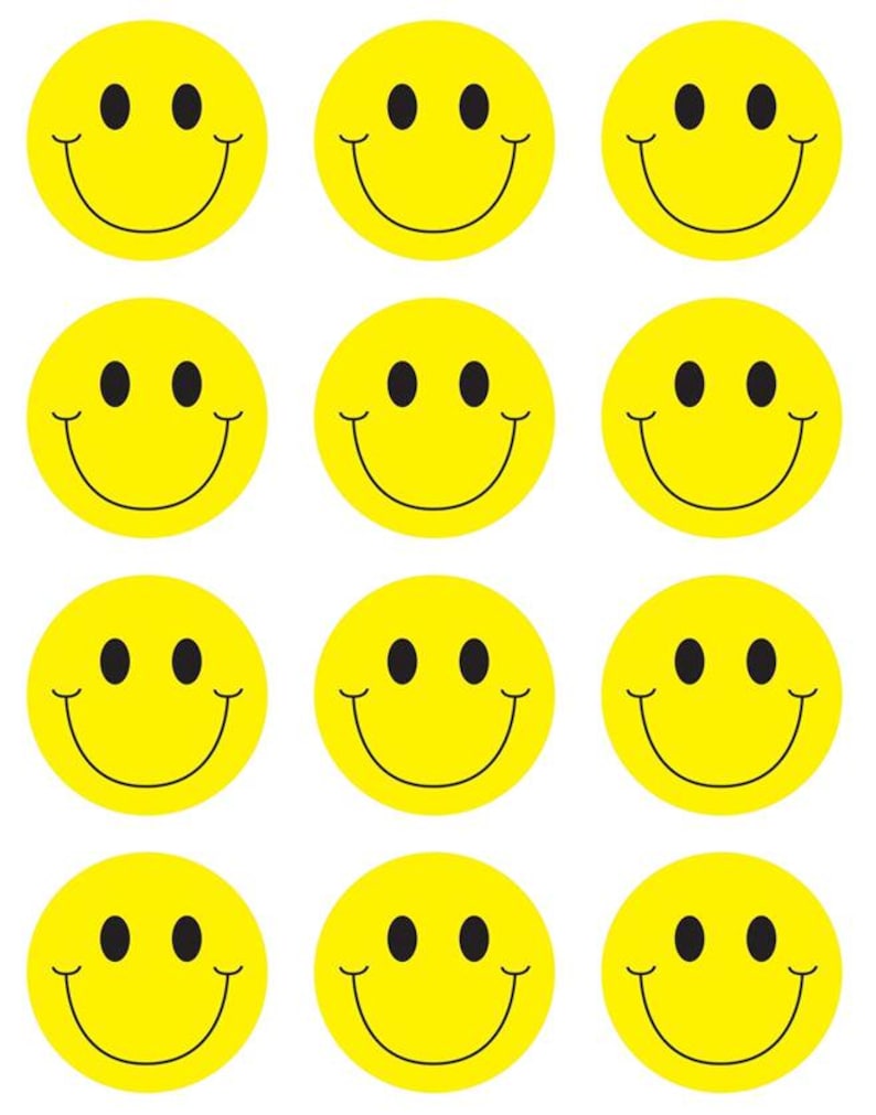 Smiley Faces Edible Cupcake Topper Licensed - 2" Round - Etsy