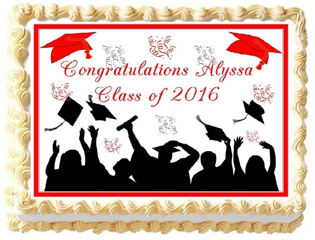 Graduation Edible Cake Topper Licensed - 1/4 Sheet - Etsy