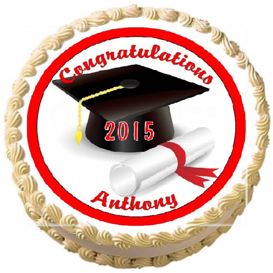 Graduation Edible Cake Topper Licensed - 7.5" Round - Etsy