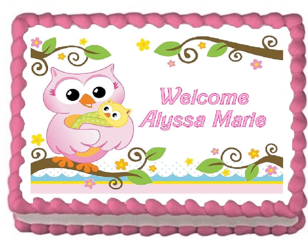 Owl Baby Shower Edible Cake Topper Licensed - 1/4 Sheet - Etsy