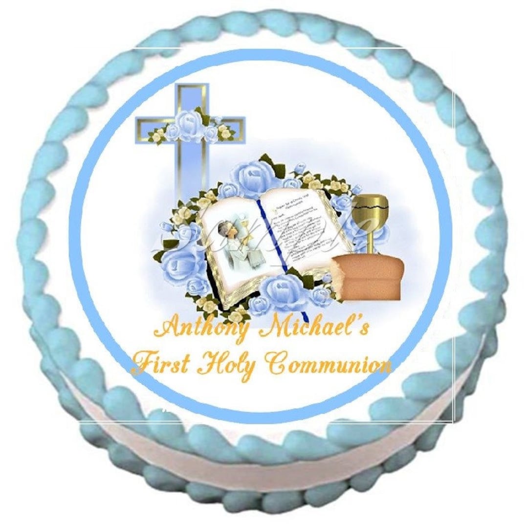 First Communion Edible Cake Topper Licensed - 7.5" Round - Etsy
