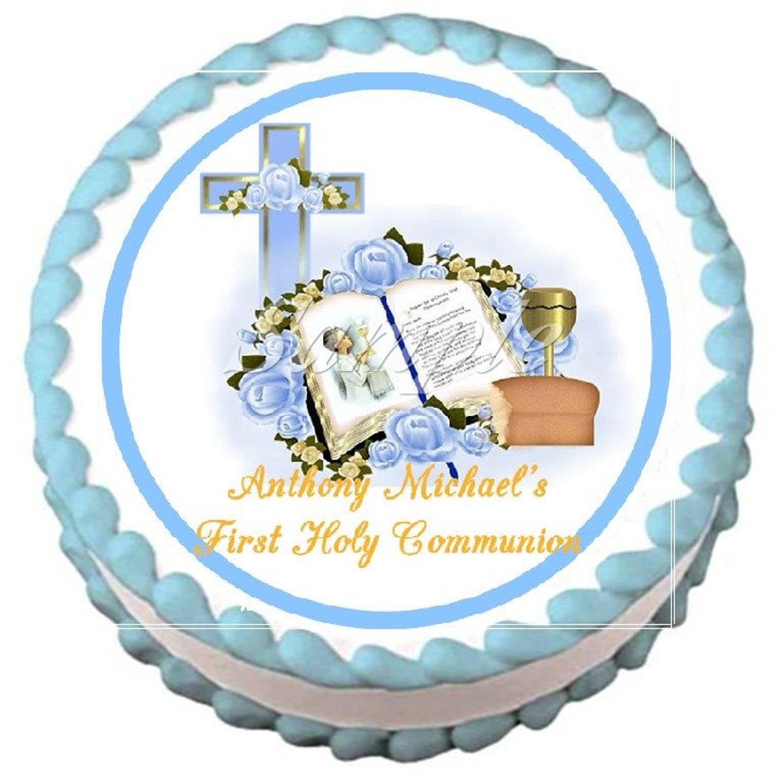 First Communion Edible Cake Topper Licensed - 7.5" Round - Etsy