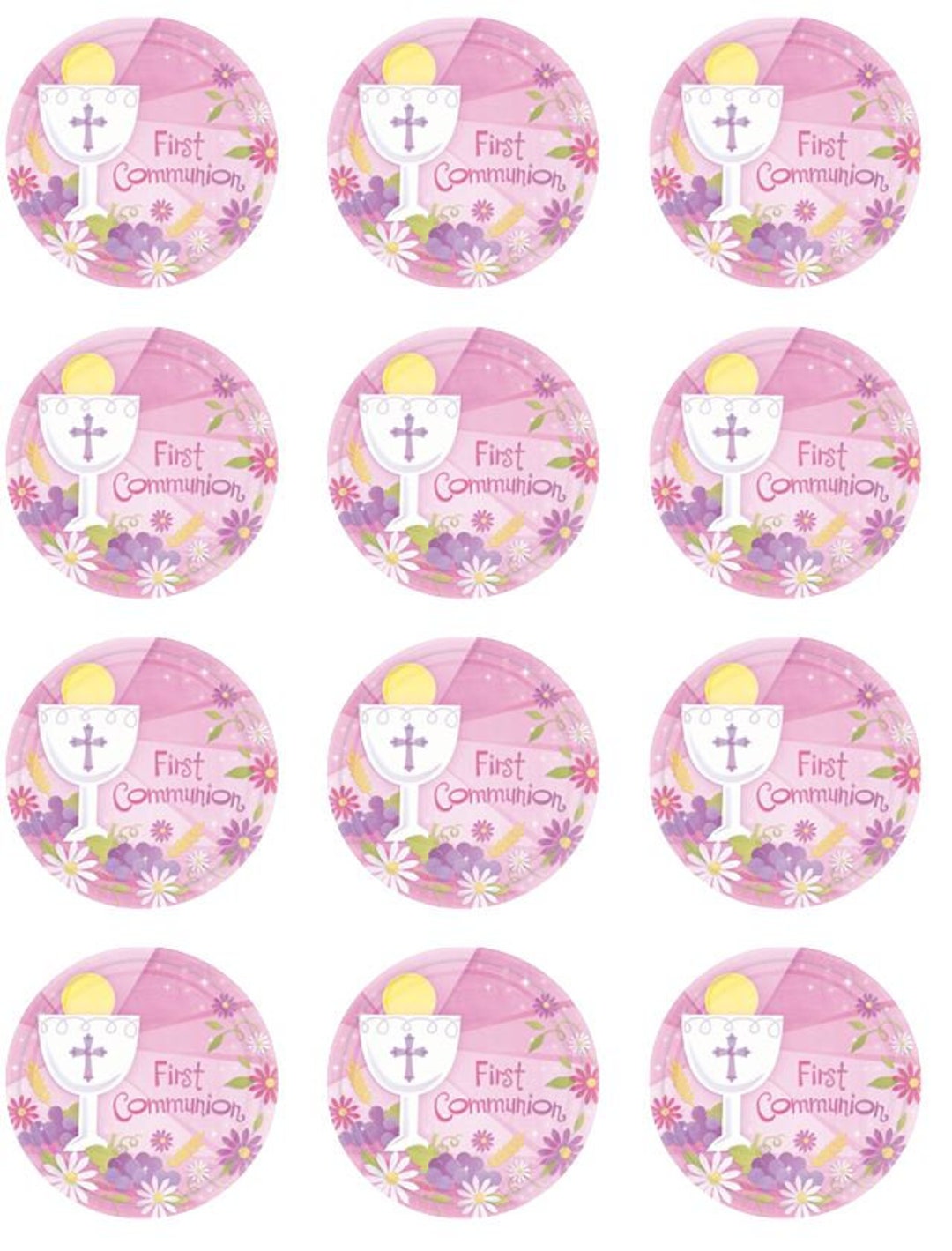 First Communion Edible Cupcake Topper Licensed - 2" Round - Etsy