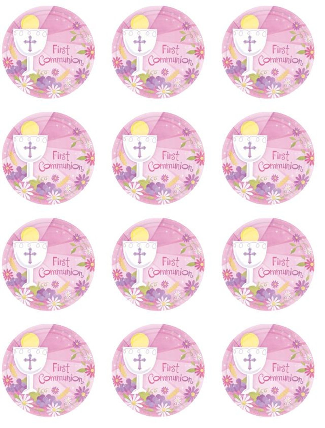 First Communion Edible Cupcake Topper Licensed - 2" Round - Etsy