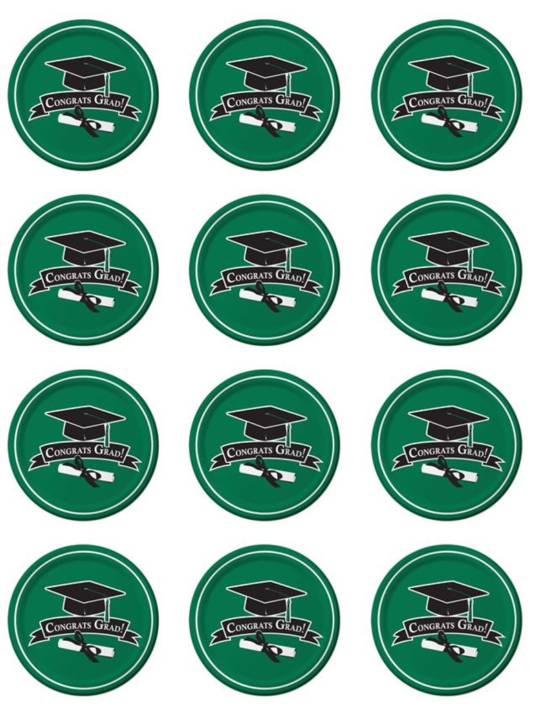 Graduation Edible Cupcake Toppers Licensed - 2" Round - Etsy