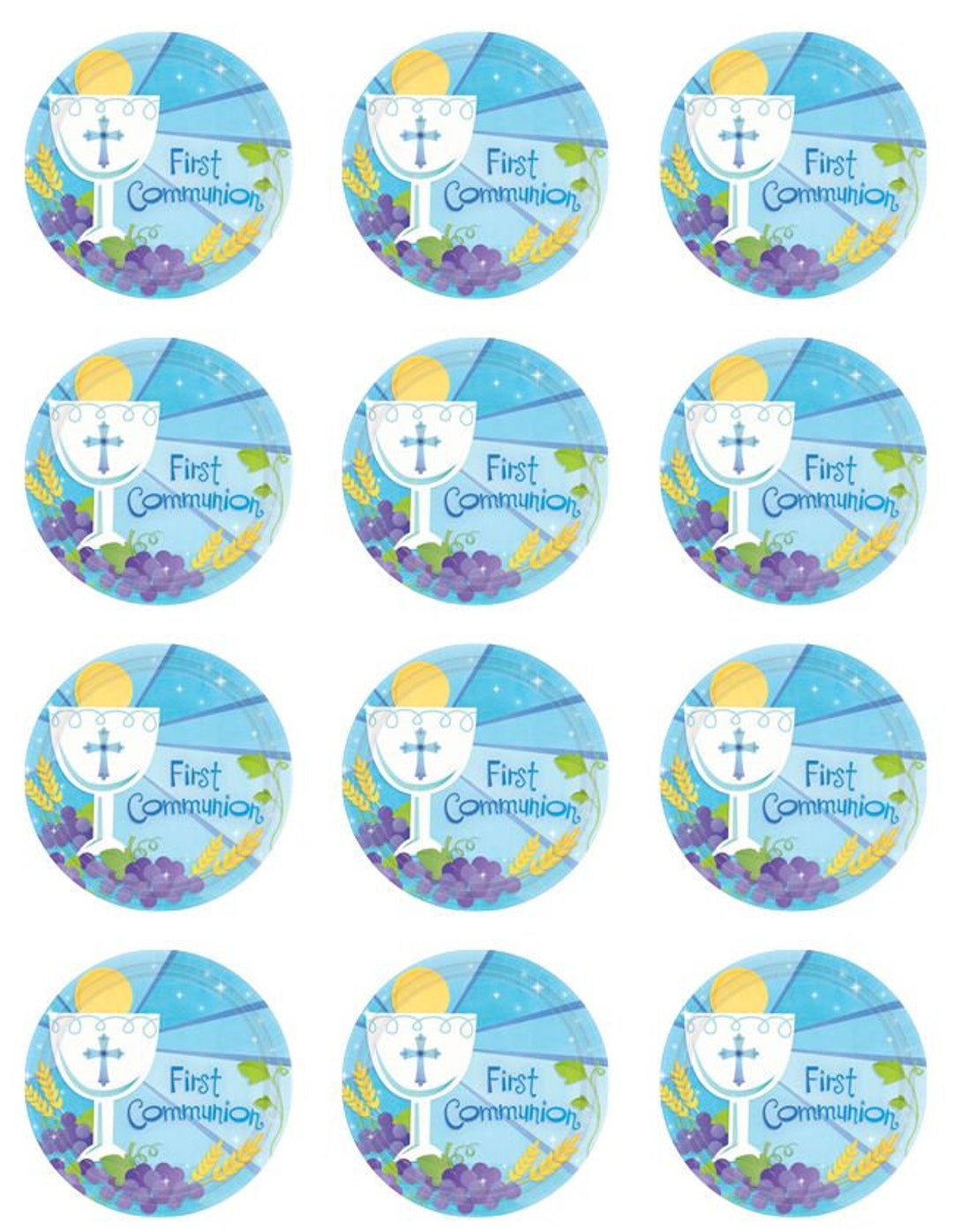 First Communion Edible Cupcake Topper Licensed - 2" Round - Etsy