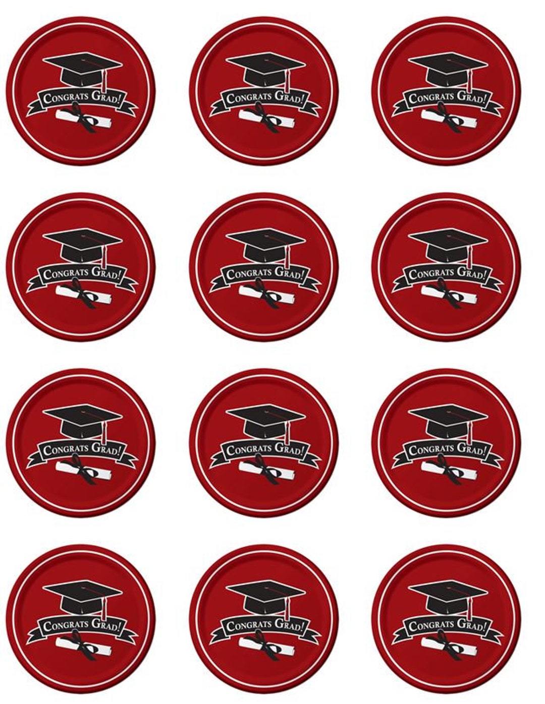 Graduation Edible Cupcake Toppers Licensed - 2" Round - Etsy