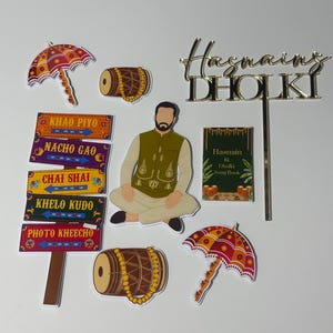 Dholki Cake Topper Set | Mehndi Party Decorations | Pakistani Pre ...