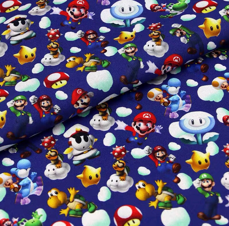 Cute Cartoon Mario , Cotton, Diy Sewing Fabric by Half Yard - Etsy