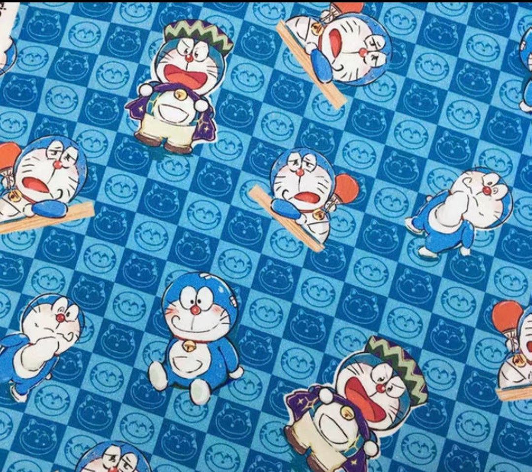 Cute Cartoon Doraemon Cotton, Diy Sewing Fabric by Half Yard - Etsy