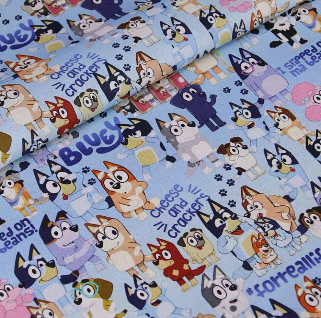 Cute Cartoon Bluey Cotton, Diy Sewing Fabric by Half Yard - Etsy