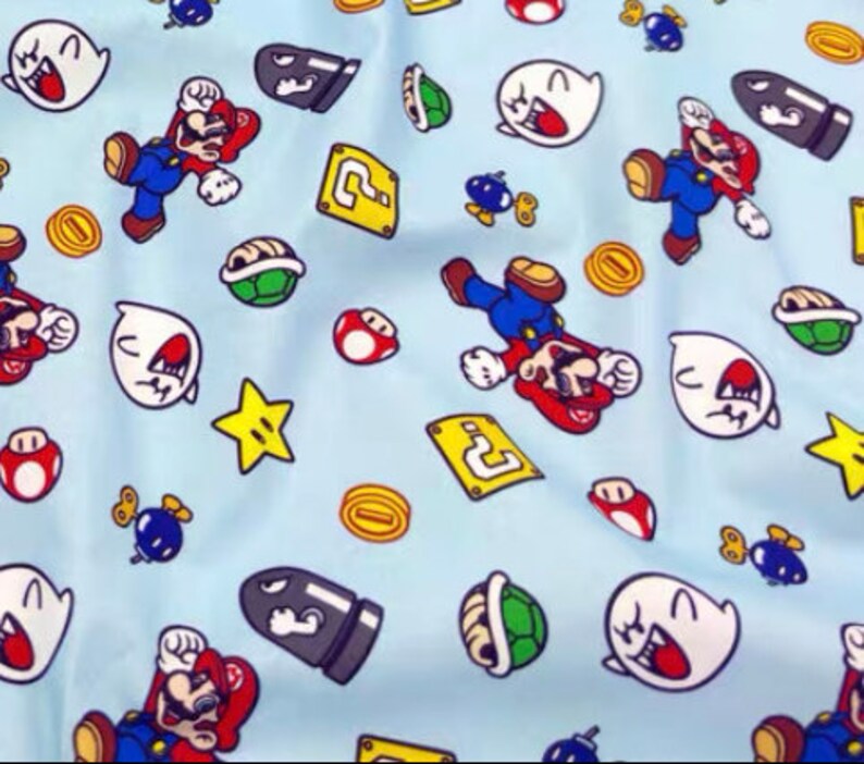 Cute Cartoon Mario Cotton, Diy Sewing Fabric by Half Yard - Etsy