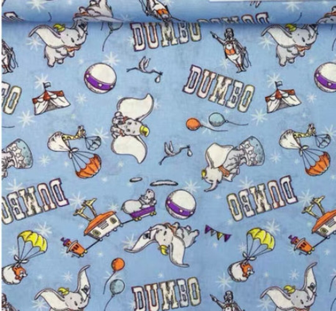Cute Cartoon Dumbo Cotton, Diy Sewing Fabric by Half Yard - Etsy