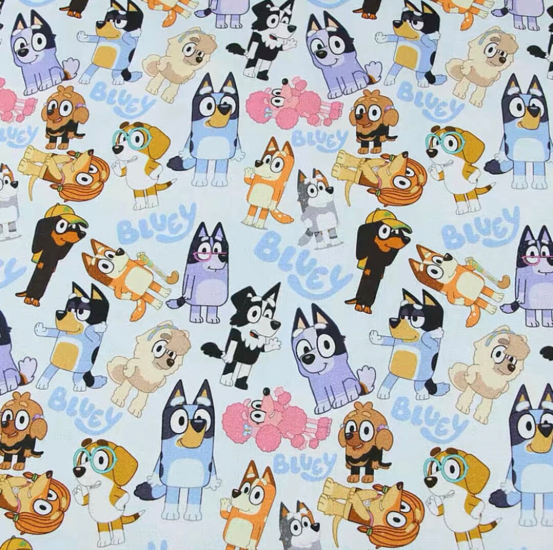 Cute Cartoon Bluey Cotton, Diy Sewing Fabric by Half Yard - Etsy