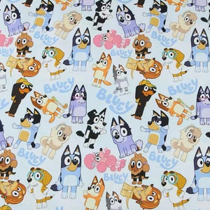 Cute Cartoon Bluey Cotton, Diy Sewing Fabric by Half Yard - Etsy