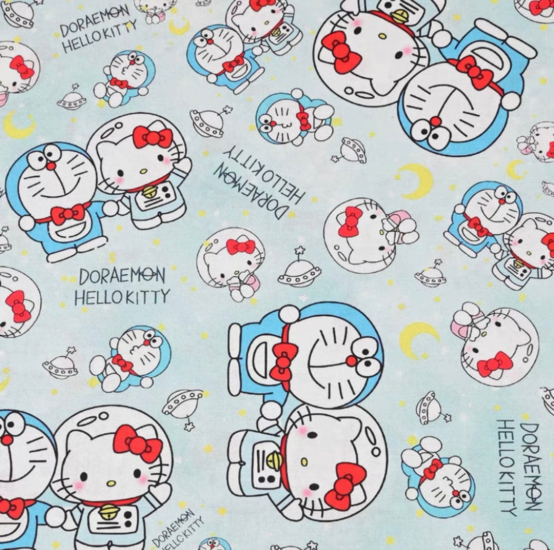 Cute Cartoon Doraemon Cotton, Diy Sewing Fabric by Half Yard - Etsy