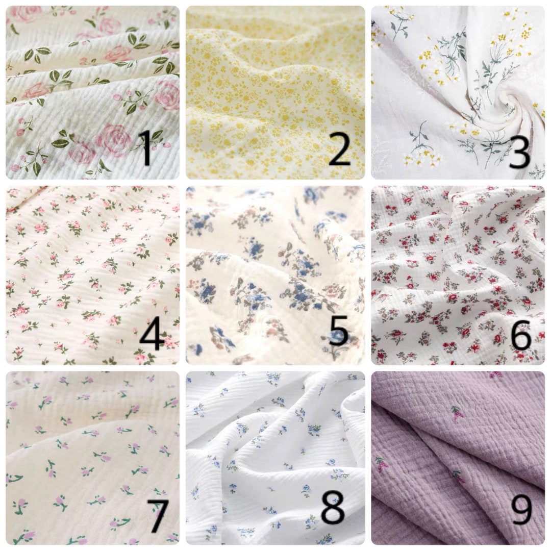 Muslin, Double Gauze Cotton Baby Clothes Floral Pattern Cotton Fabric ...
