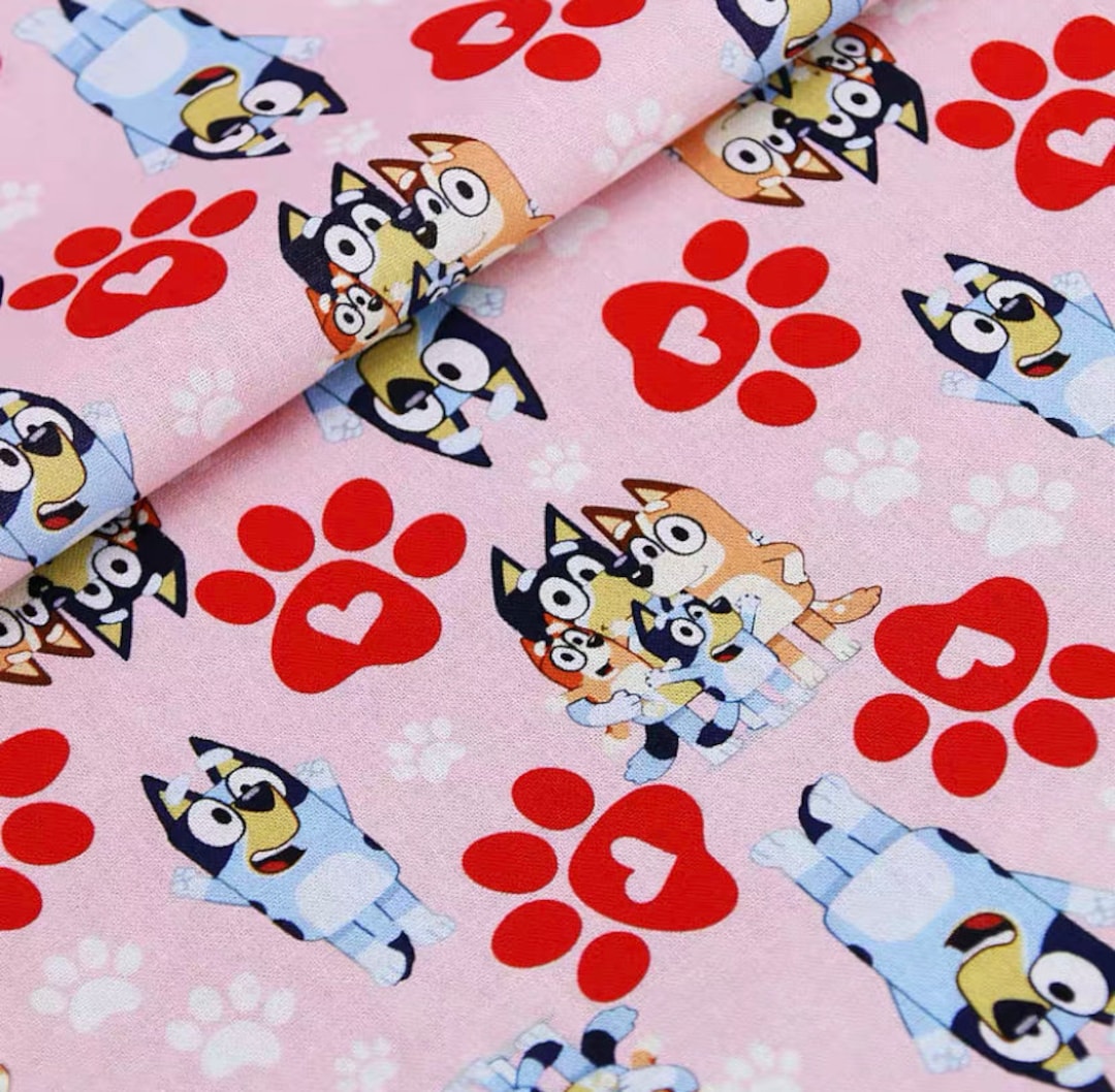 Cute Cartoon Bluey Cotton, Diy Sewing Fabric by Half Yard - Etsy