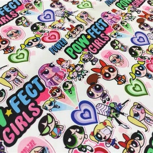Cute Cartoon Powerpuff Girl Canvas Khaki Twill Fabric DIY - Etsy