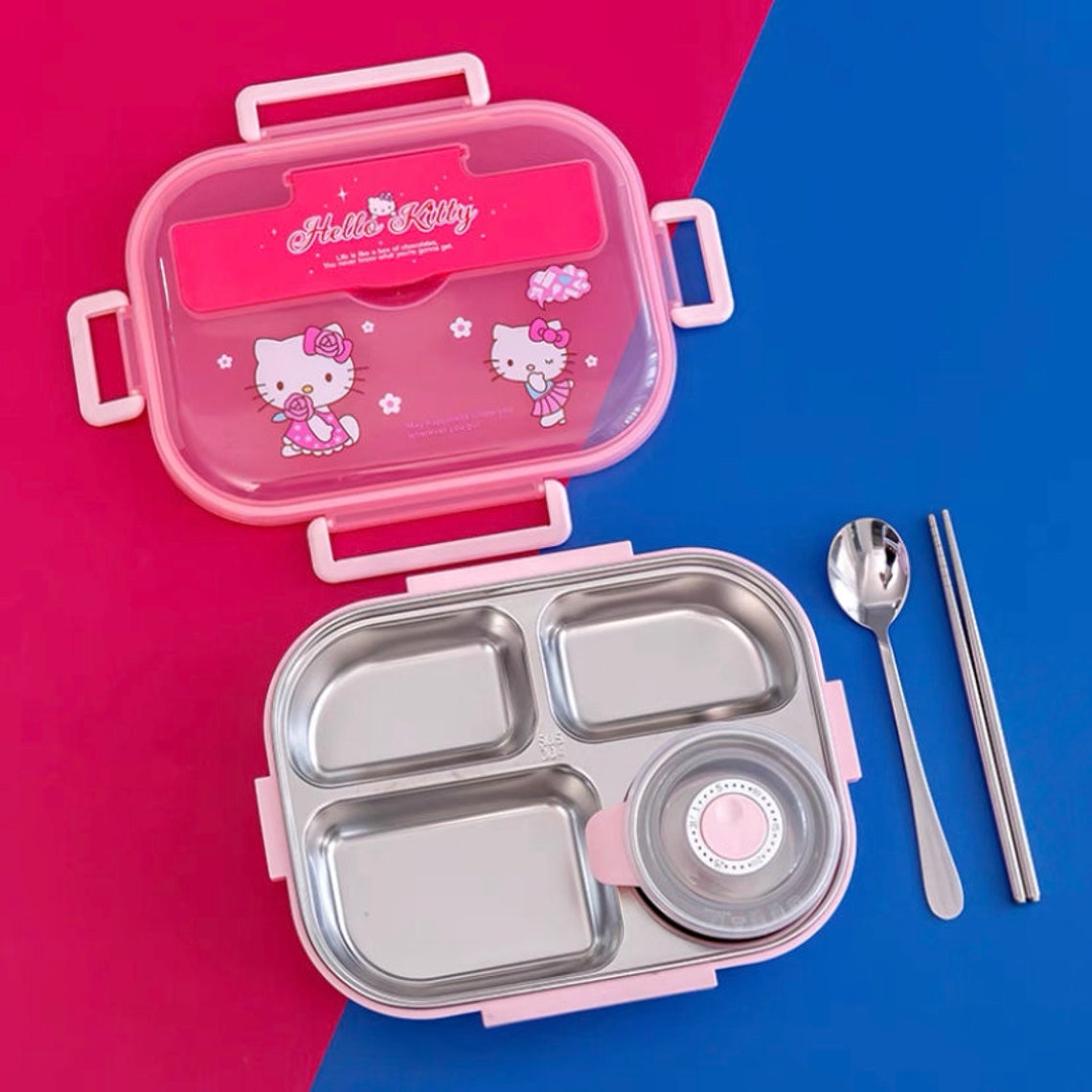Kitty Lunch Box Bento Box With Cutlery - Etsy
