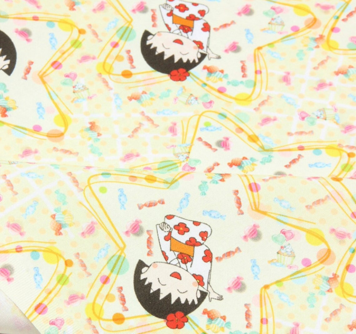 Cute Cartoon Chibi Maruko Cotton, Diy Sewing Fabric by Half Yard - Etsy