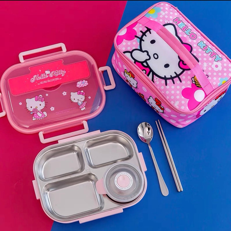 Kitty Lunch Box Bento Box With Cutlery - Etsy