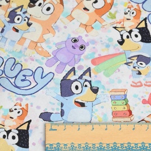 Cute Cartoon Bluey Cotton, Diy Sewing Fabric by Half Yard - Etsy