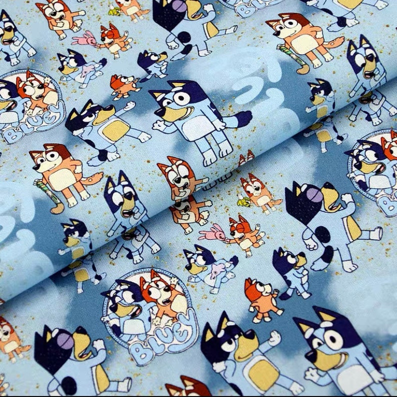 Cute Cartoon Bluey Cotton, Diy Sewing Fabric by Half Yard - Etsy