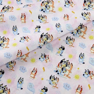 Cute Cartoon Bluey Cotton, Diy Sewing Fabric by Half Yard - Etsy