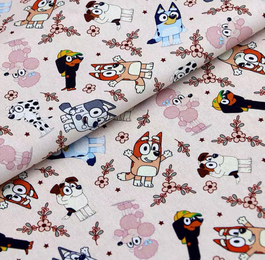Cute Cartoon Bluey Cotton, Diy Sewing Fabric by Half Yard - Etsy