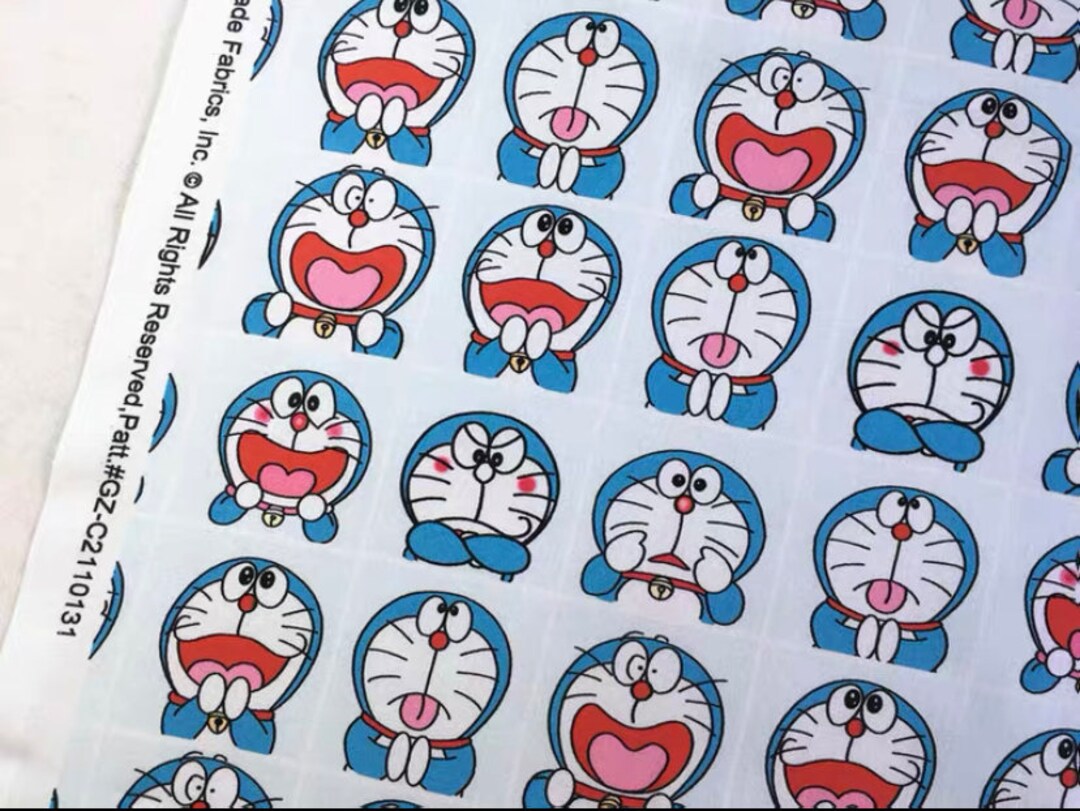 Cute Cartoon Doraemon Cotton, Diy Sewing Fabric by Half Yard - Etsy