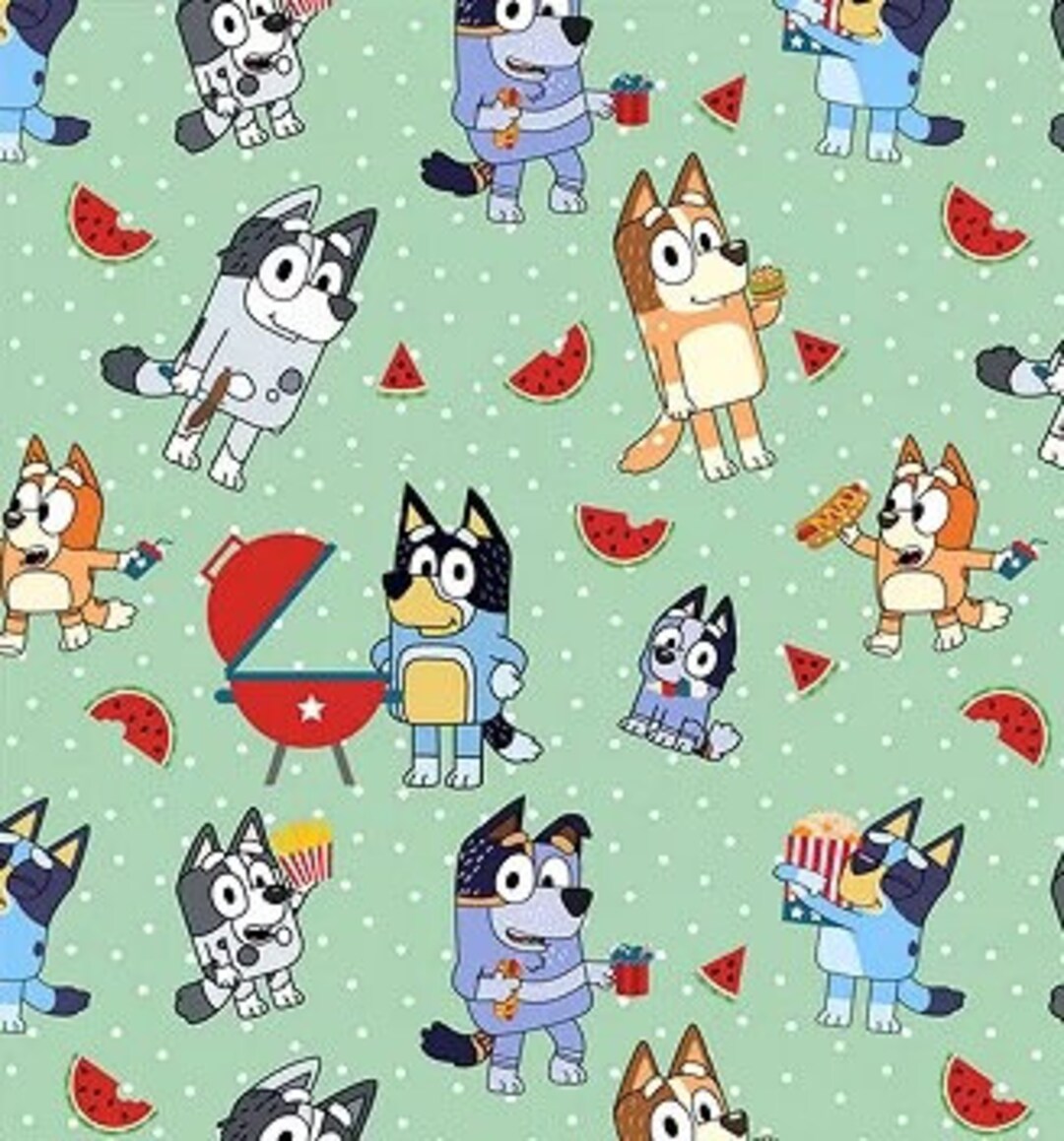 Cute Cartoon Bluey Cotton, Diy Sewing Fabric by Half Yard - Etsy